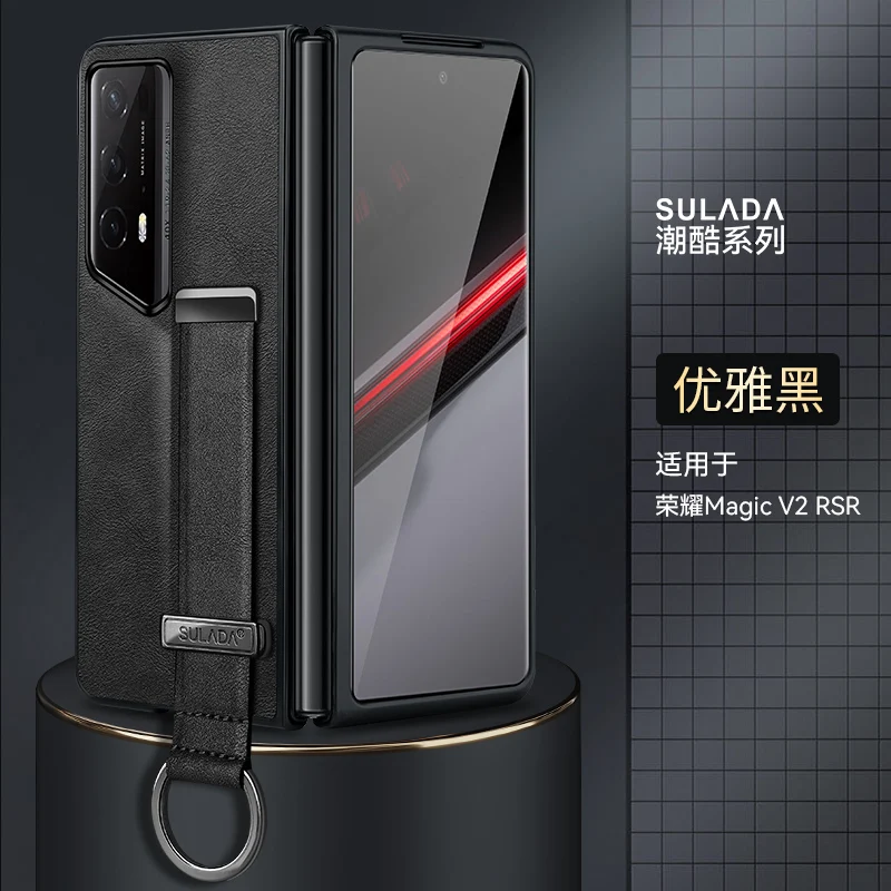 Luxury-PU-Leather-Cover-For-Huawei-MAGIC-V2-RSR-Case-with-Portable-Wristband-Kickstand-Metal ...