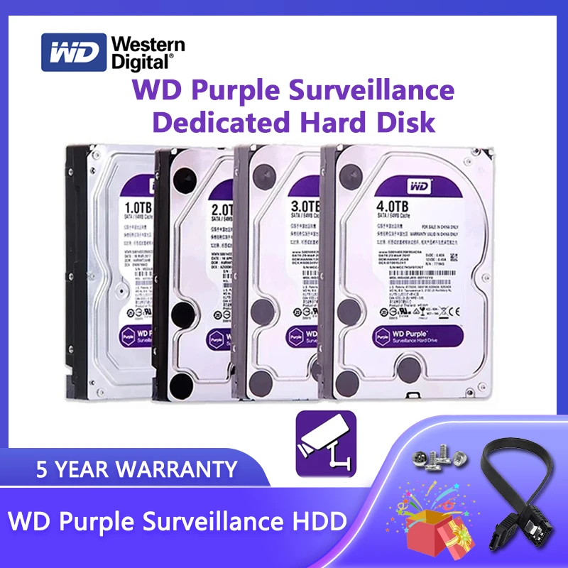 WD Purple 4TB 6TB 3TB Surveillance HDD 64M Cache SATAIII 6.0Gb/s 3.5 ...