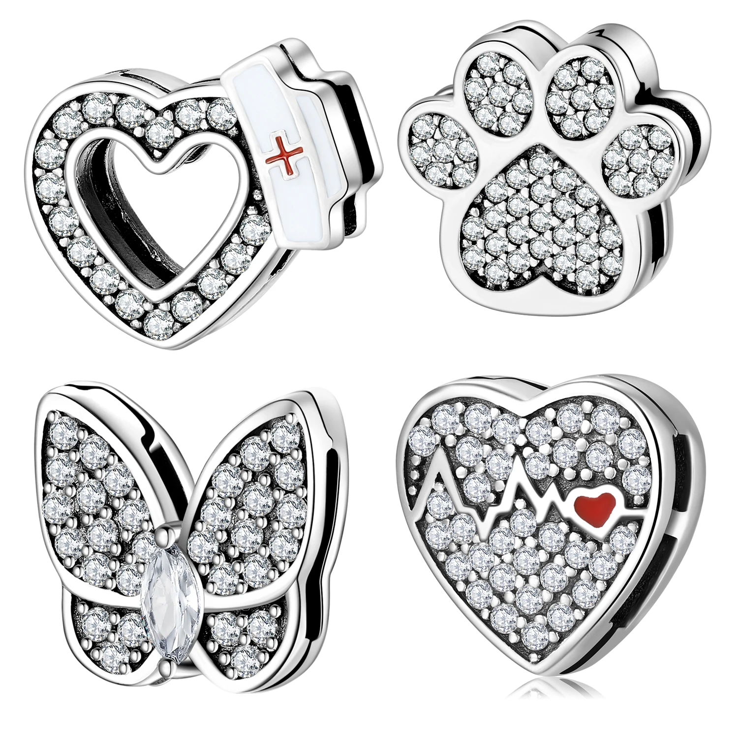 925-Sterling-Silver-Sparkling-Charms-para-Mulheres-CZ-Flower-Cora-es ...