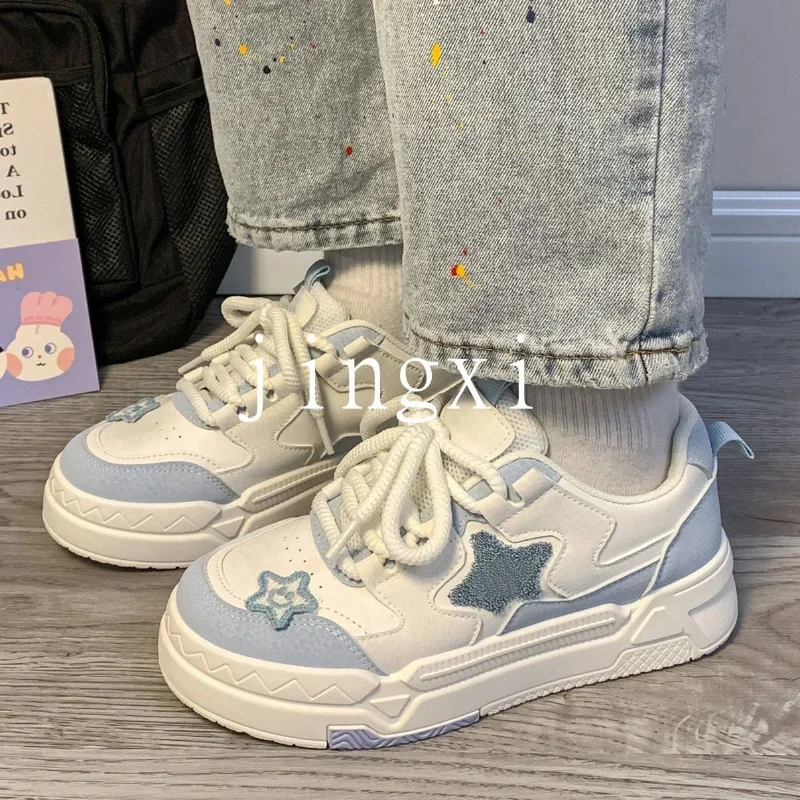 Blue-White-Sports-Shoes-Casual-Platform-Sneakers-Women-Kawaii-Lolita ...