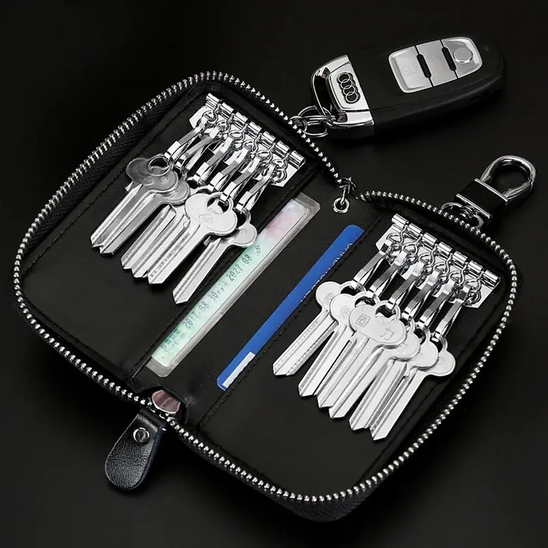Men Large Capacity Key Bag Real Leather Women Car Waist Hanging Multi ...