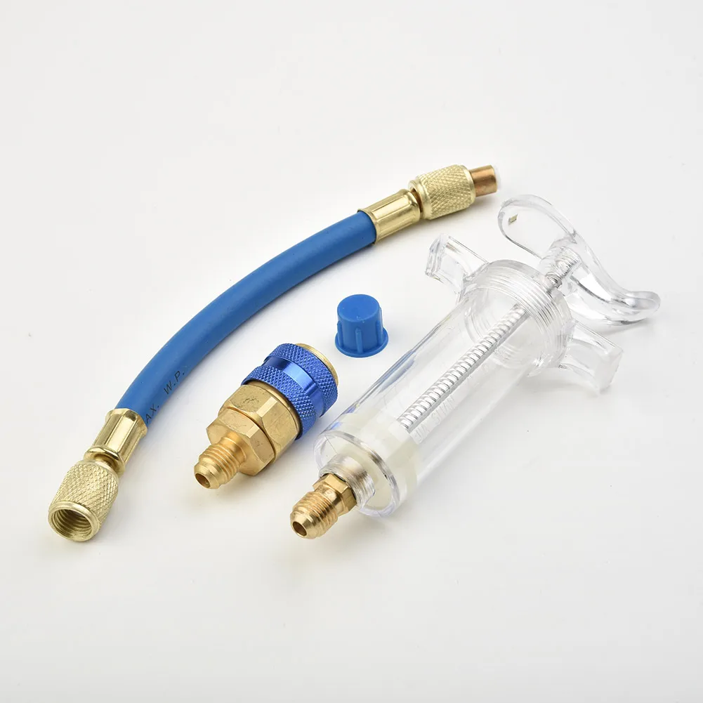 Auto-A-C-Oil-Dye-Injector-1Oz-With-134a-Low-Side-Quick-Coupler-Adapter ...