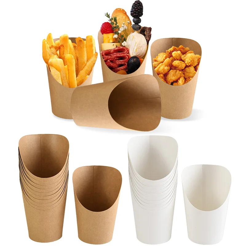 10/20pcs Kraft Paper French Fries Cup Disposable Candy Snack Dessert ...