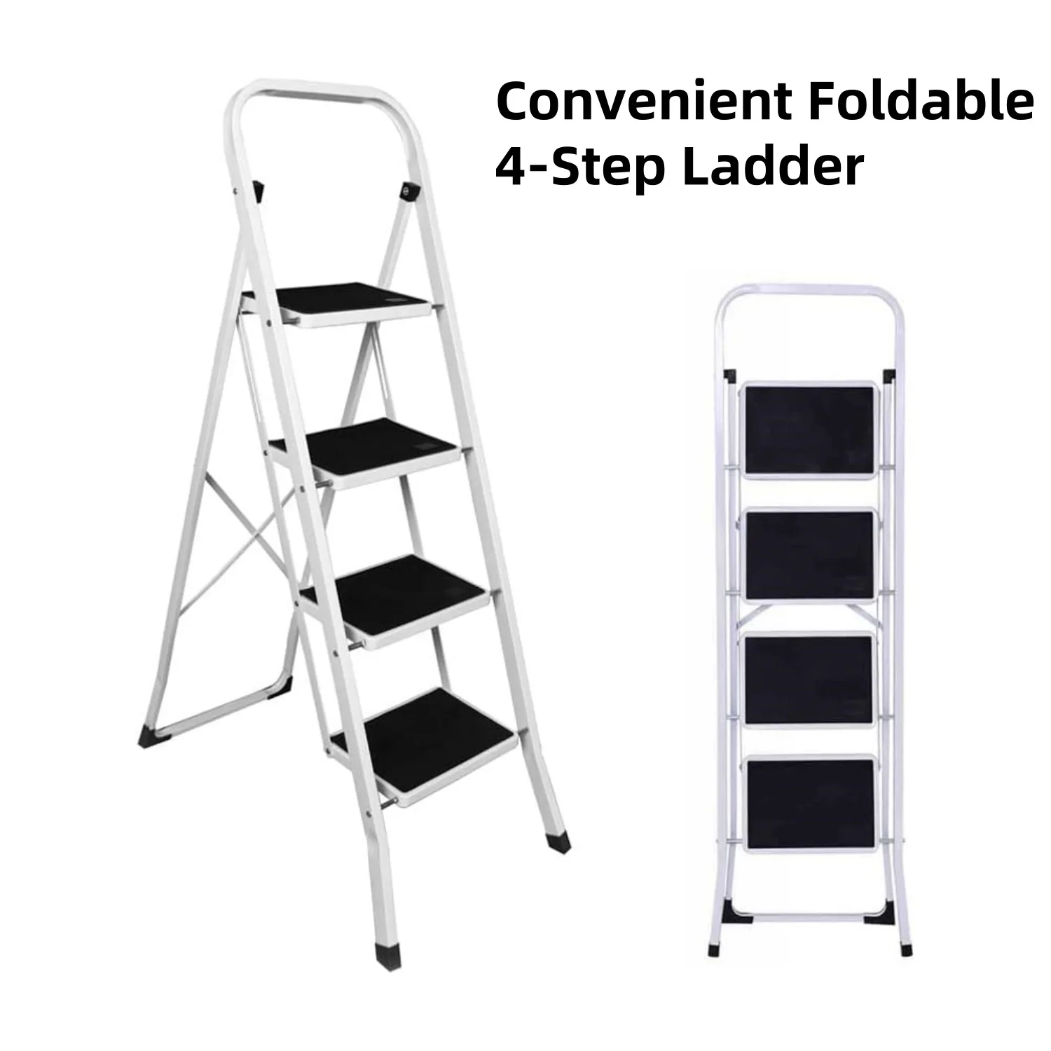BRIEFNESS 4 Step Ladder Portable Home Small Ladder with Non-Slip Pad ...