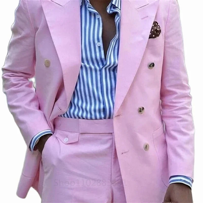 2-Pcs-Blazer-Sets-Pink-Prom-Suits-for-Men-with-Double-Breasted-Peaked ...