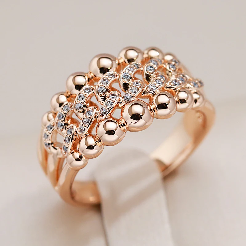 Kinel New 585 Rose Gold Color Big Rings for Women Fashion Natural ...