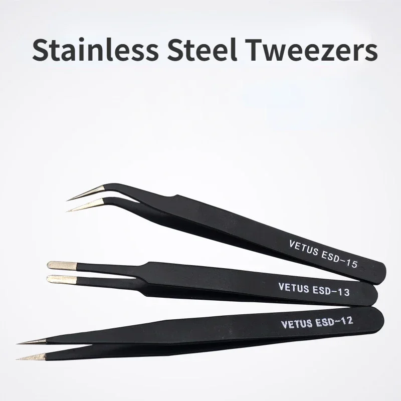 ESD12-15 Stainless Steel Tweezers Plastic Model Craft Tools Straight ...