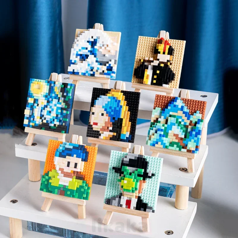3D-Pixel-Art-Famous-Paintings-Building-Blocks-Creative-Van-Gogh-Starry ...