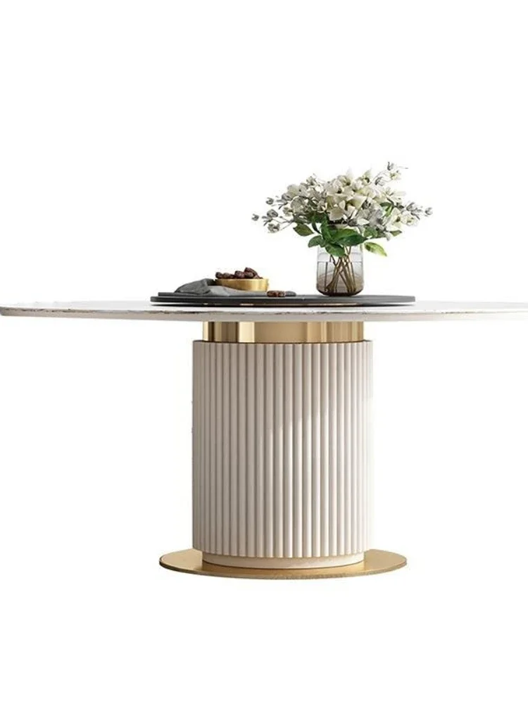 Luxury-Marble-Top-Minimalist-Round-Sliding-Dining-Table-With-4-Chairs ...