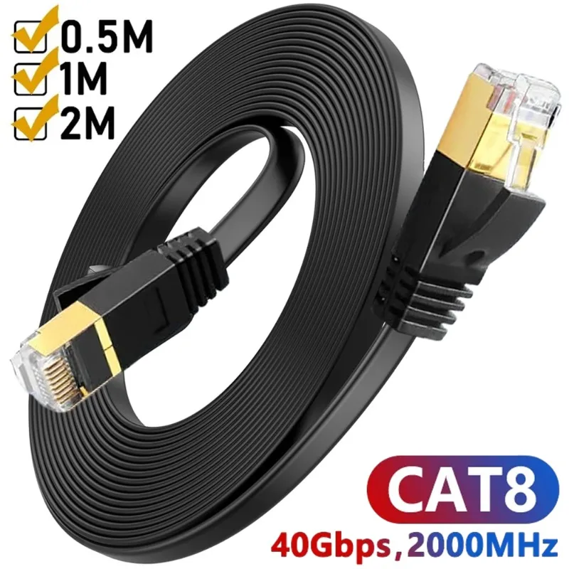 CAT8-Ethernet-Cable-40Gbps-2000MHz-CAT-8-Flat-RJ45-STP-FTP-Shielded ...