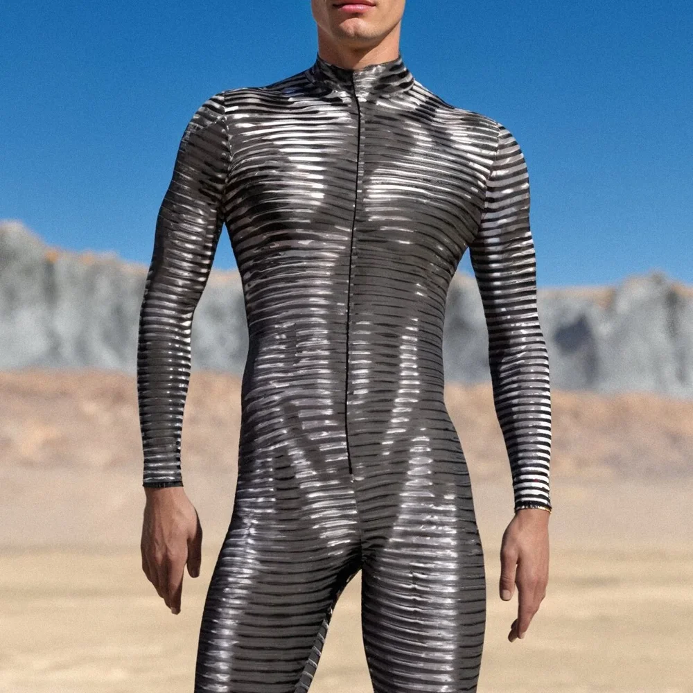 Grey Lining Male Cyber Punk Cosplay Bodysuit Holiday Party Role Play ...