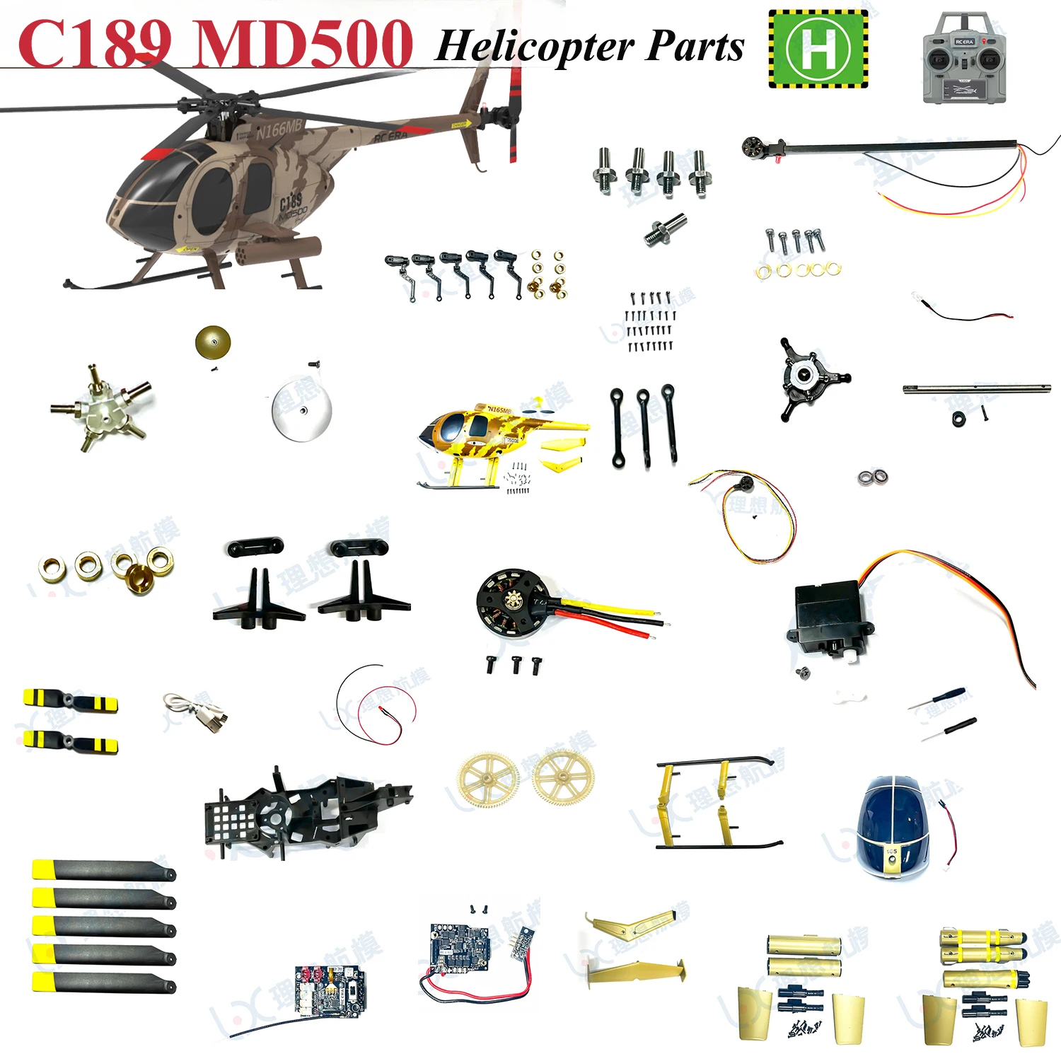C189-MD500-RC-Bird-Simulation-Helicopter-Original-Parts-Complete-Motor ...