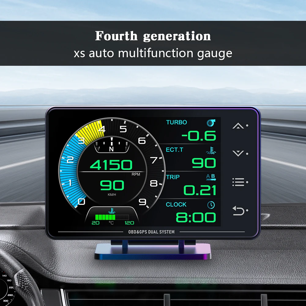 Head-up-Display-XS-HUD-Gauge-OBD2-GPS-G-Value-Gyroscope-LCD-Display ...