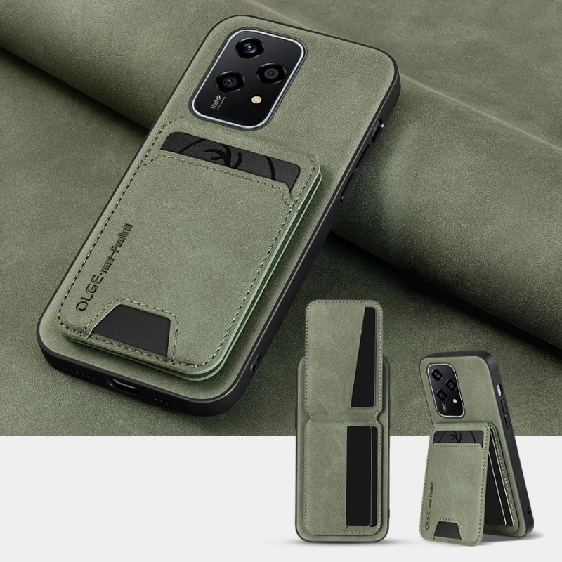 New Solid Color Leather Wallet Card Slot Bracket Shockproof Phone Case ...