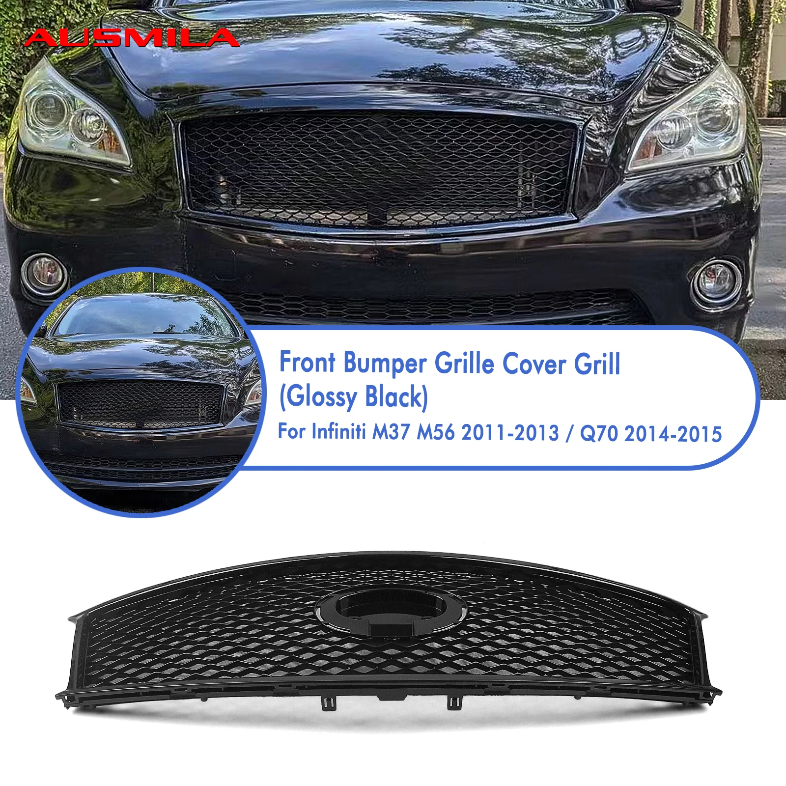 Car Front Bumper Grille Racing Grill Center Radiator Hood with Insect ...