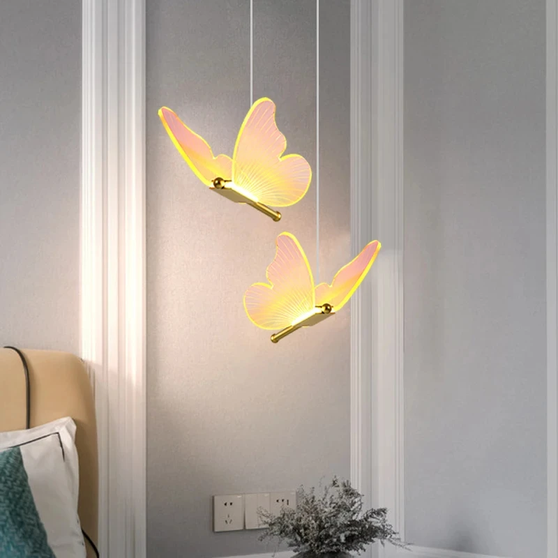 Acrylic-Butterfly-Hanging-Lights-Creative-Art-Ceiling-Lamp-Dimmable-For ...