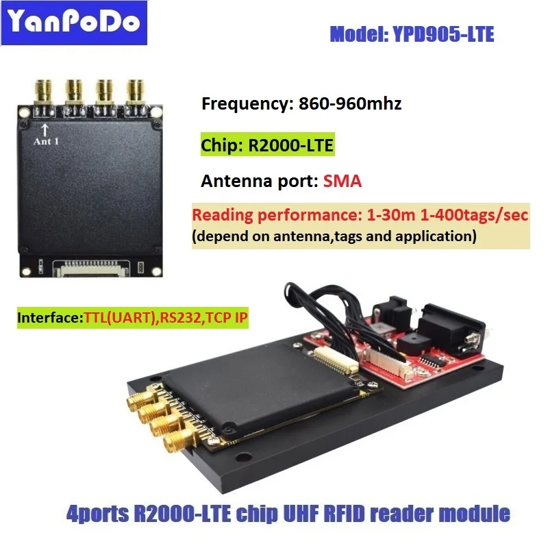 Yanpodo-long-distance-4-ports-R2000-LTE-uhf-rfid-reader-module-TTL-UART ...