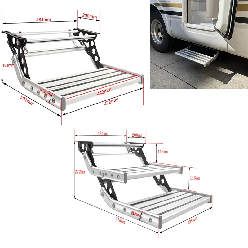 RV Caravan Trailer Folding Step For Camper High Quality Aluminum Alloy ...