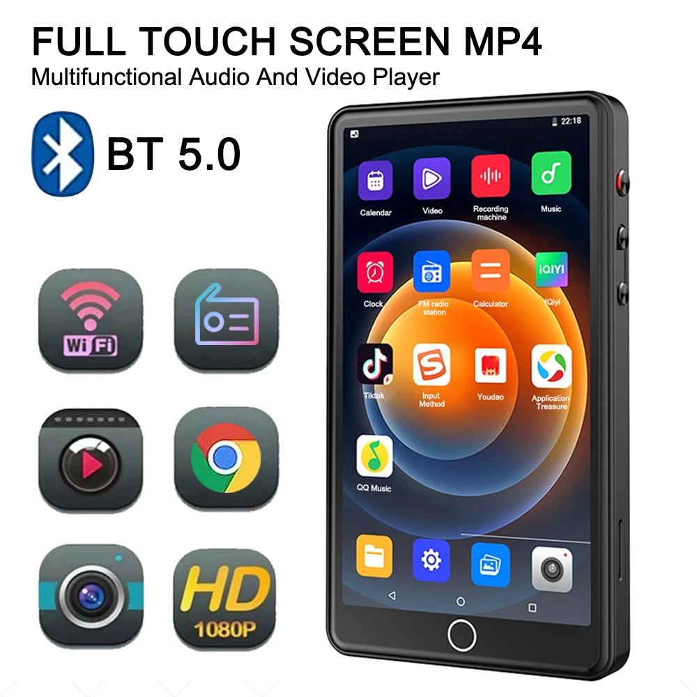Portable-WiFi-MP4-Player-with-Camera-16G-Memory-Bluetooth-5-0-Full ...
