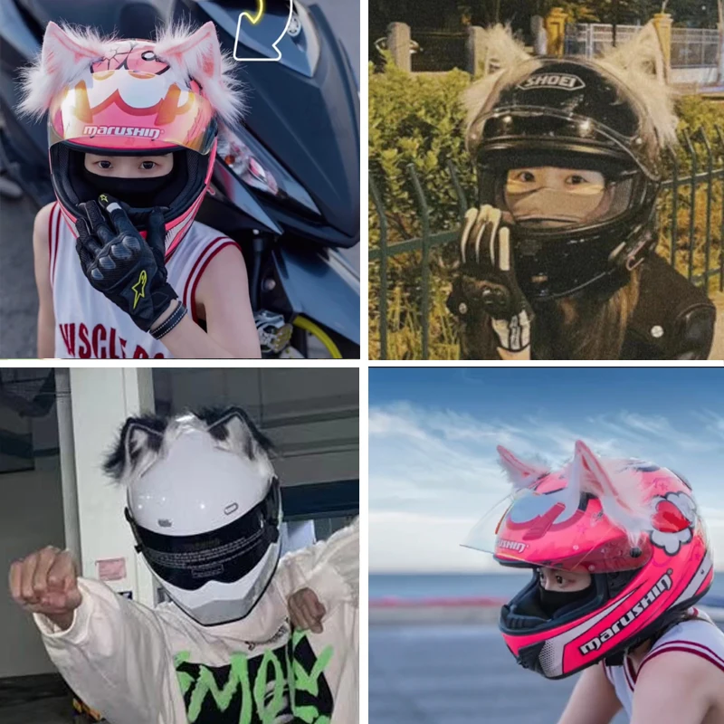 3D Plush Animal Ears Devil Bat Motorcycle Electric Helmet Decoration ...