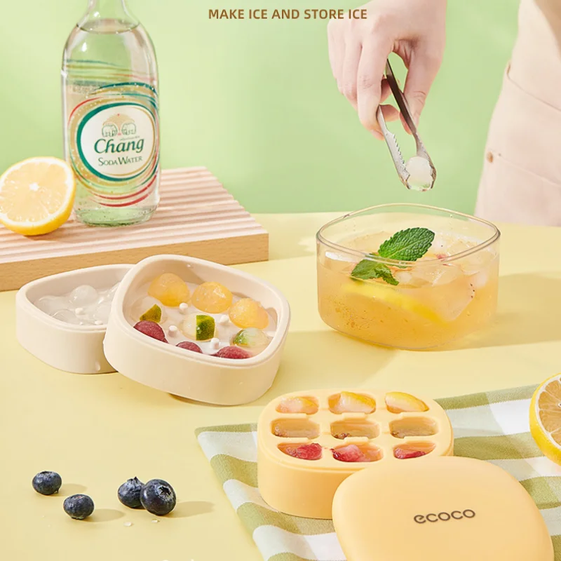 ECOCO-Multigrid-Silicone-Ice-Cube-Casa-Geladeira-Box-Press-com-tampa ...