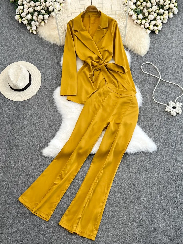 Elegant-Women-s-Two-Piece-Sets-Loose-Long-Sleeve-Tops-and-Flare-Pants ...