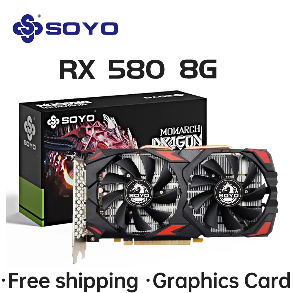 SOYO Original Radeon RX580 8G Graphics Cands GDDR5 Memory Video Gameing ...