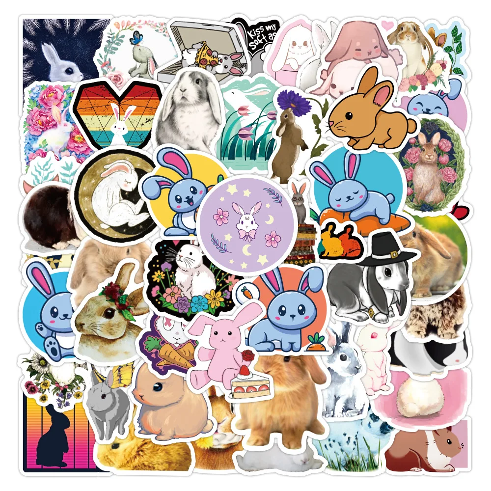 10-20-50pcs-Cute-Rabbit-Bunny-Stickers-for-Kids-Guitar-Fridge-Phone ...
