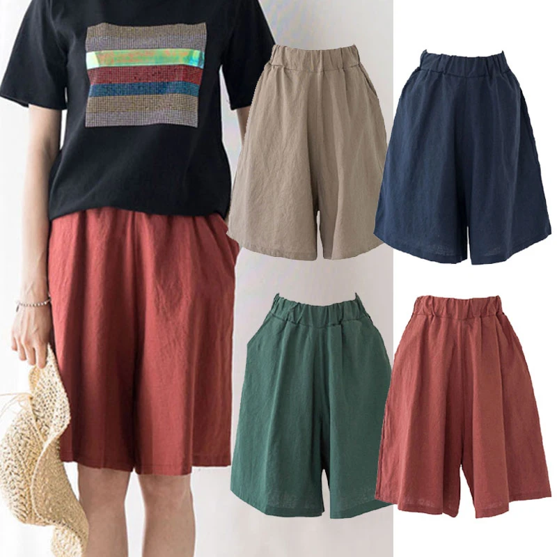 Women Short Pants Casual Shorts Cropped Pant Solid Color Hot Pants ...
