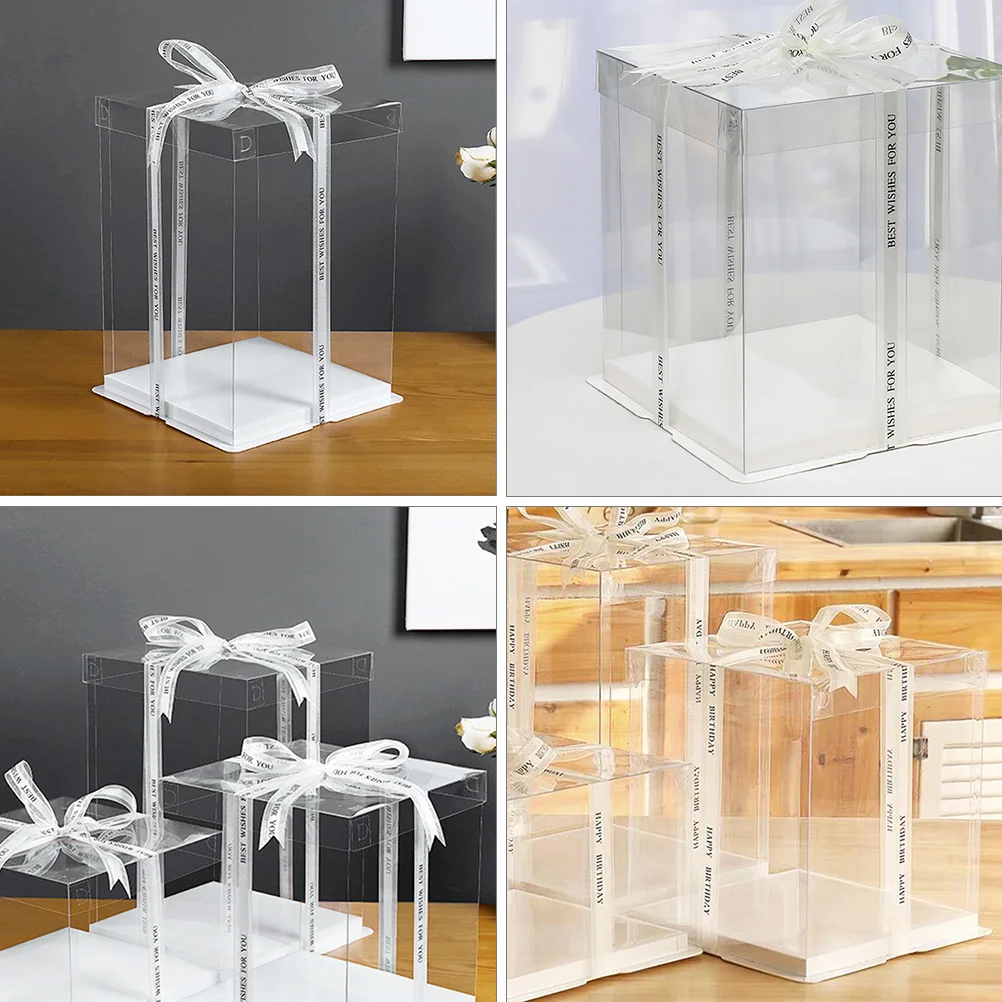 2pcs-3-in-1-Clear-Birthday-Cake-Box-Transparent-Gift-Packaging-Boxes ...