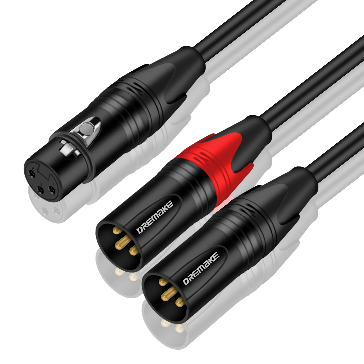 DREMAKE XLR Cabo Y Splitter balanceado, fêmea para macho XLR duplo, adaptador de microfone de ...