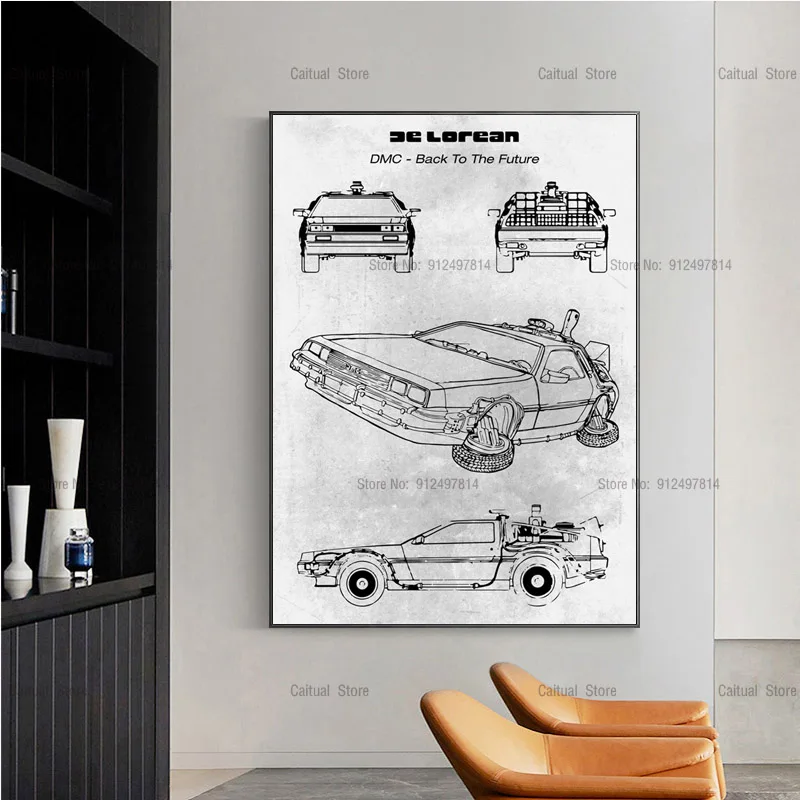 Back To The Future Delorean Flying Drawing