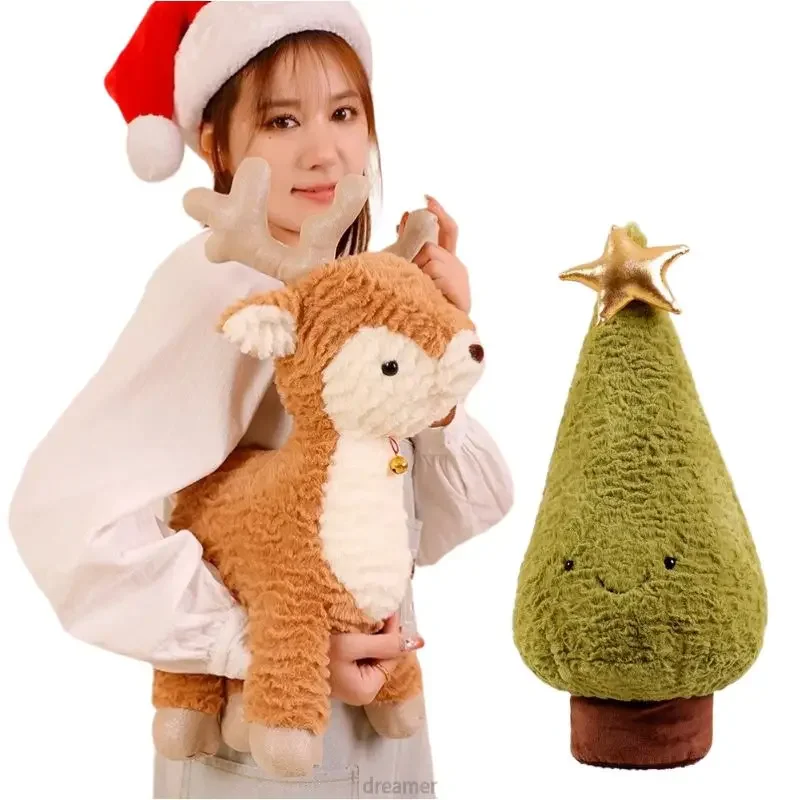 Christmas-Deer-Green-Tree-Stuffed-Plushie-Holiday-Party-Home-Decor ...