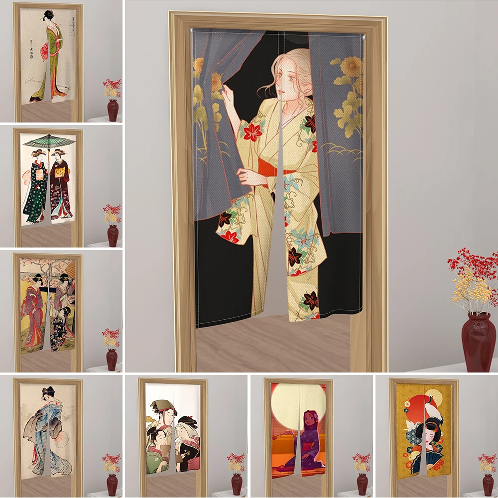 Japanese-Style-Door-Curtains-Women-Pink-Sakura-Kimono-Patterns-Half ...