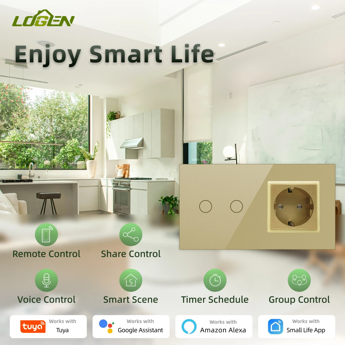 Tuya-Wifi-Smart-Light-Switch-Wall-Touch-Switch-Glass-Panel-2Gang-1Way ...