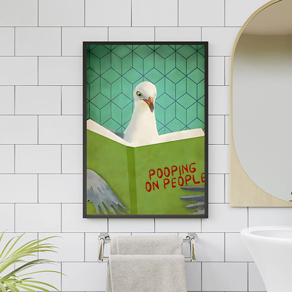 Pigeons-Study-Pooping-on-People-Painting-Funny-Bird-Wall-Art-Canvas ...