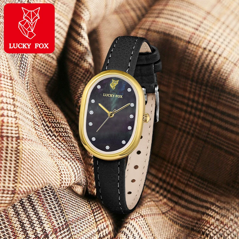 LUCKY FOX Luxury Women's Watch Simple Style Retro Brown Leather Strap ...