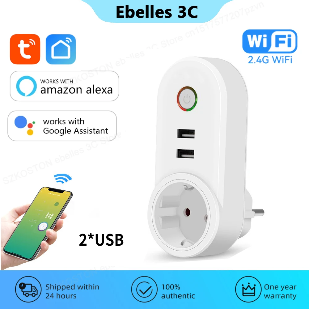 Smart Plug Usb Socket Type-c Eu Power | Smart Life Wifi Plug Usb Smart ...