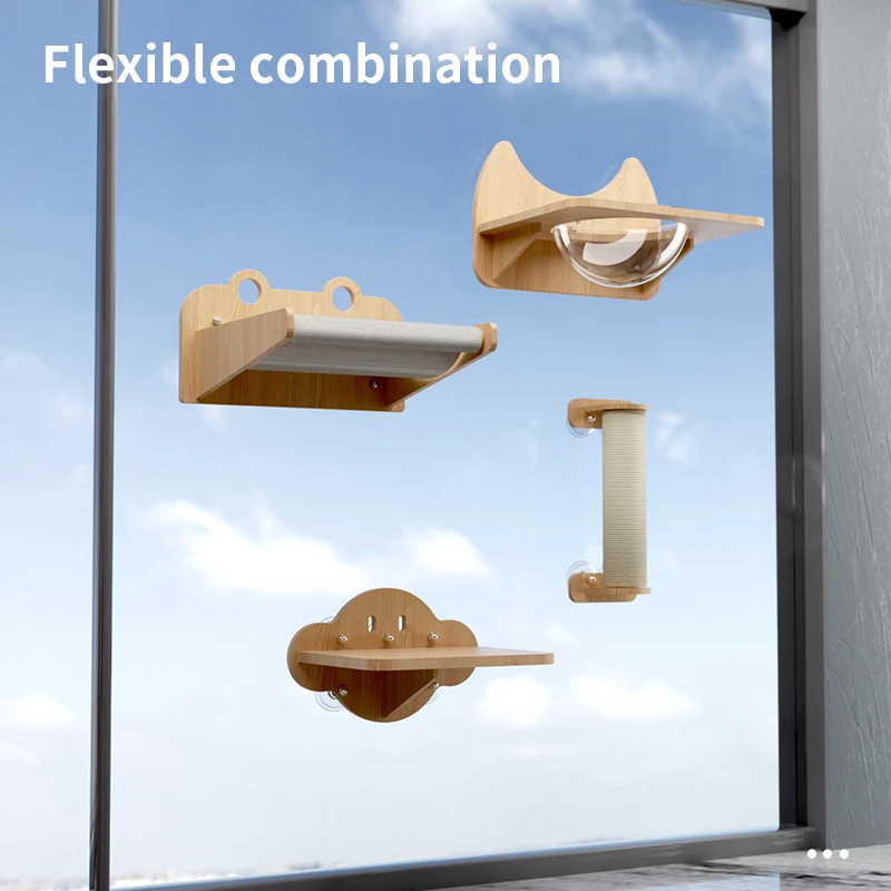Woodiness-Cat-Scratching-Platform-Hammock-Window-Space-Capsule-Glass ...