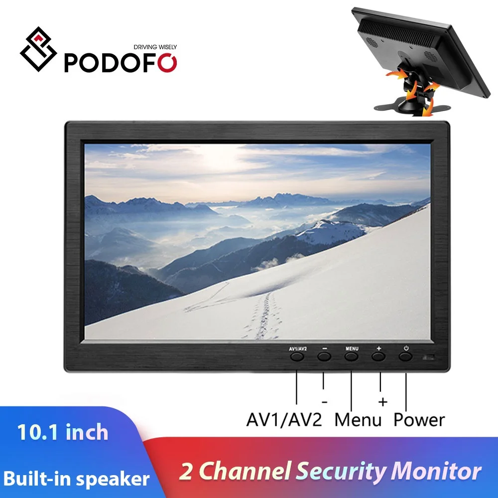 Podofo – moniteur LCD HD 10.1 pouces, Mini TV et ordinateur, écran couleur, entrée vidéo 2 ...