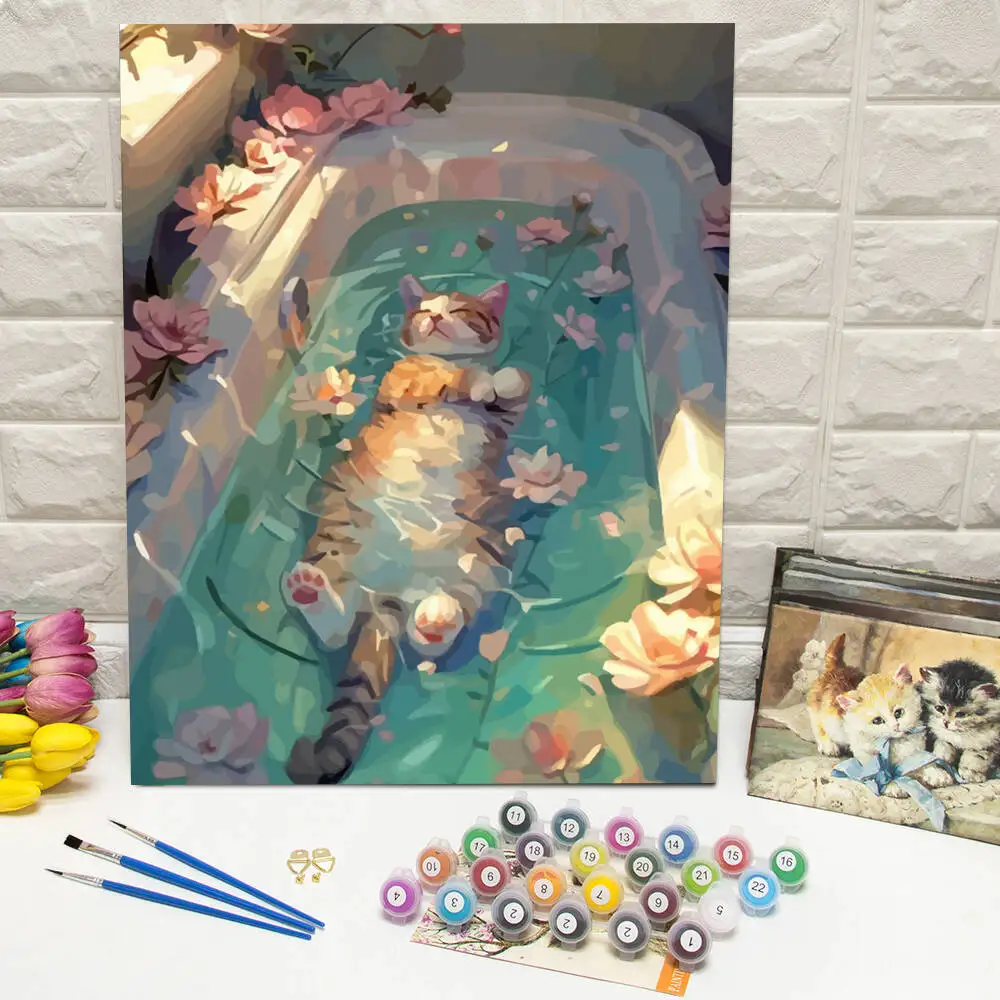 Huacan DIY Hobby Coloring By Number Kits Animal Digital Oil Painting By ...