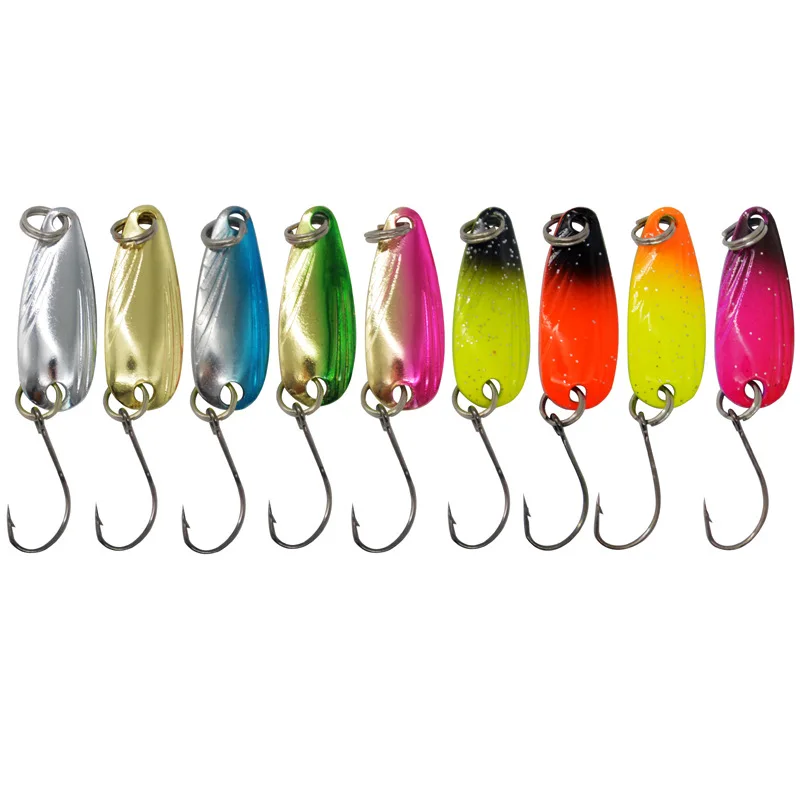 Spoons-Fishing-Lures-2-5g-28mm-9-pcs-Lot-With-Sharp-Single-Hook-Fishing ...