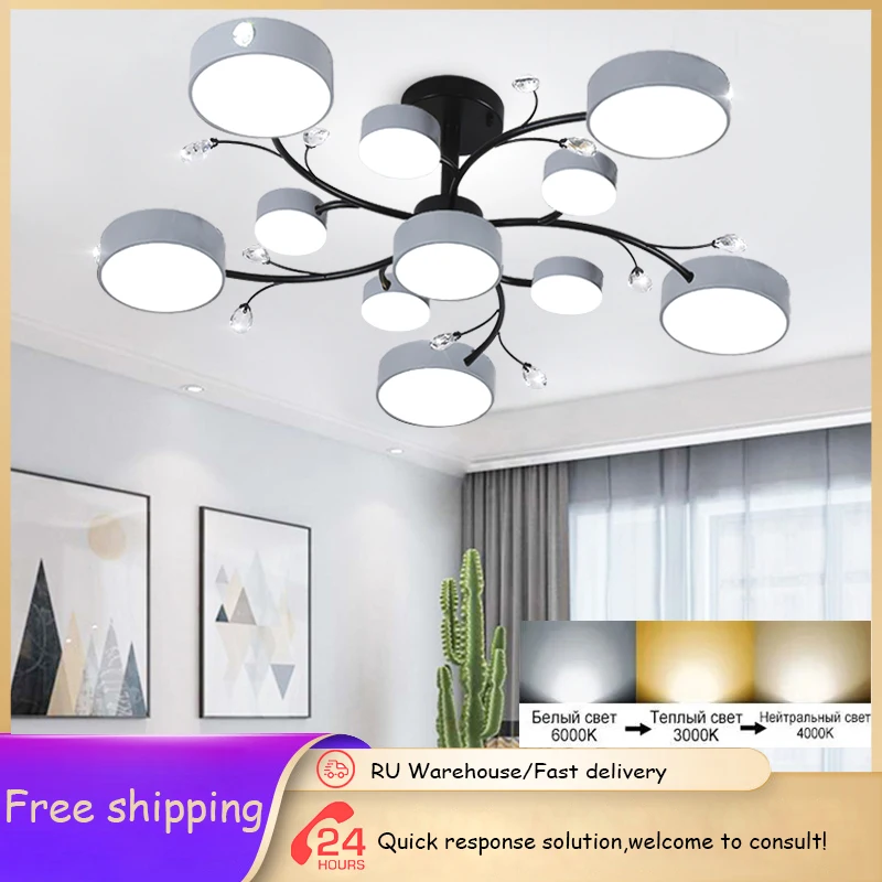 Modern bedroom ceiling lamp kitchen LED lights dining room crystal ...