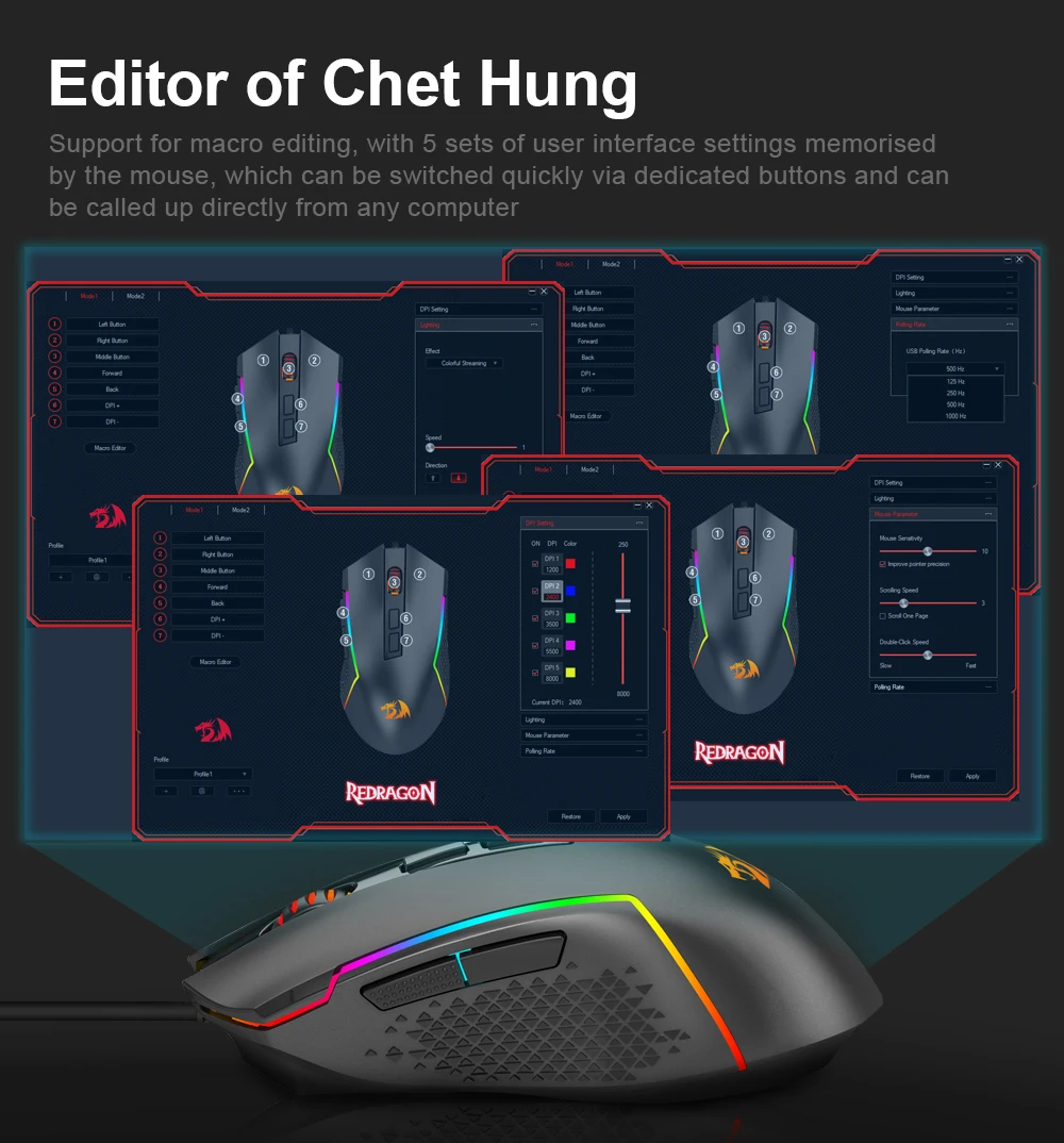 REDRAGON G106 USB RGB wired Gaming Mouse 8000 DPI 6 programmable game ...