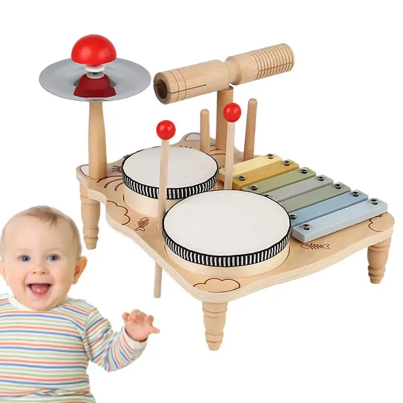 Toy-Drum-Portable-Wooden-Toddler-Drum-Set-Learning-Education-Toys ...