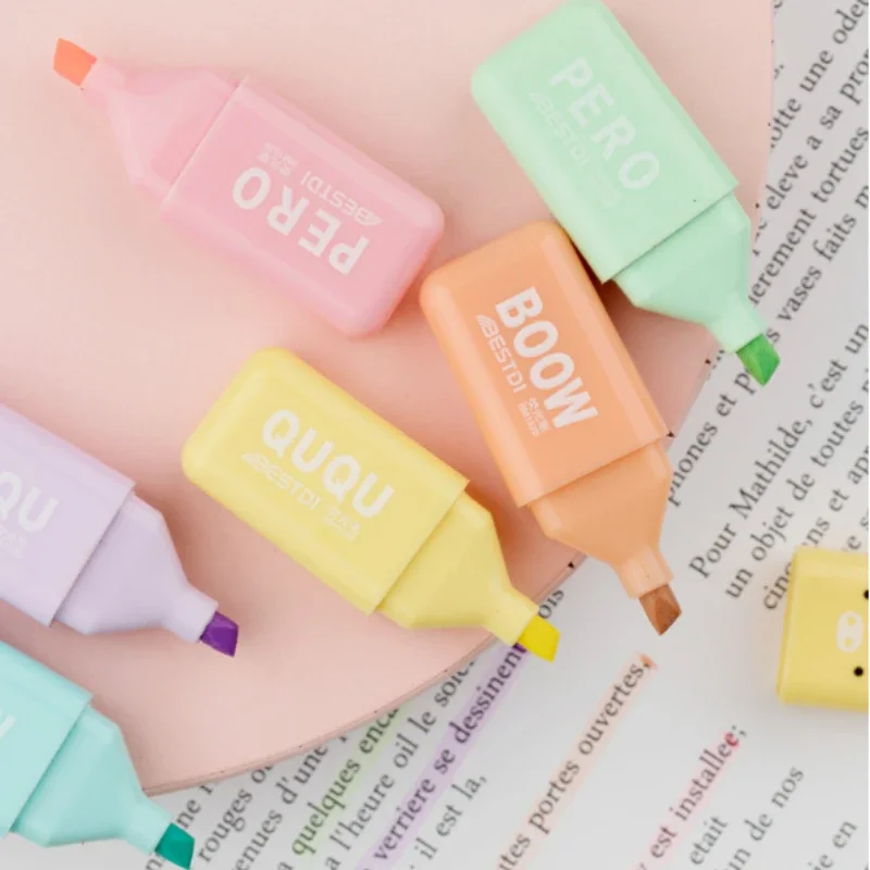 6pcs-Set-Cute-Cartoon-Mini-Highlighter-Pens-Kawaii-Macaron-Colors ...