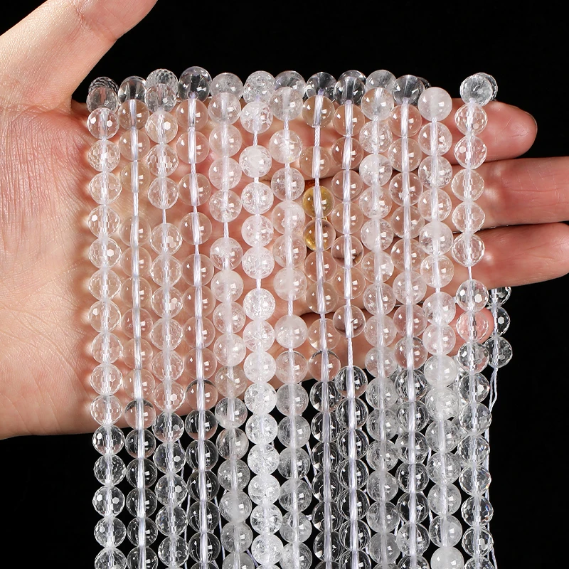 Wholesale Natural Stone Rock Quartz Bead Round Loose Spacer White ...