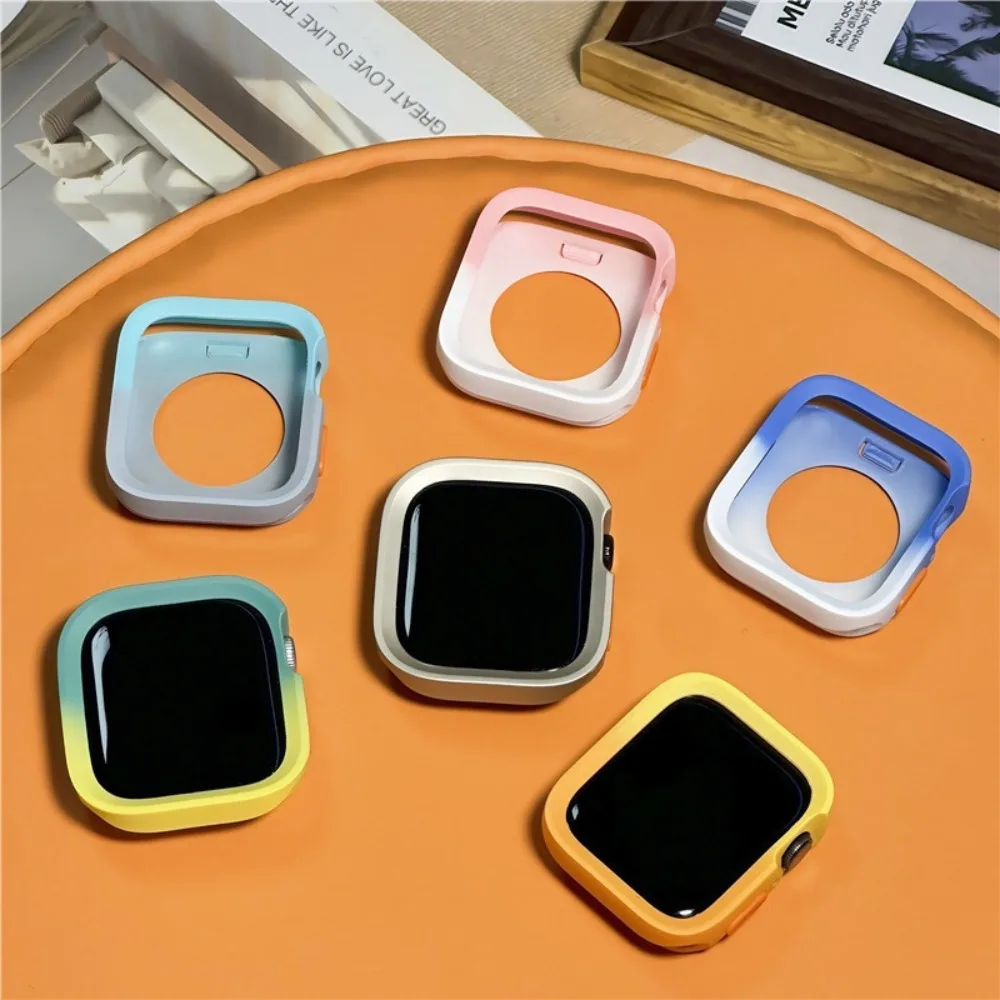 Silicone Hollowed Gradient Color Cover for Apple Watch Case 45MM 44MM ...