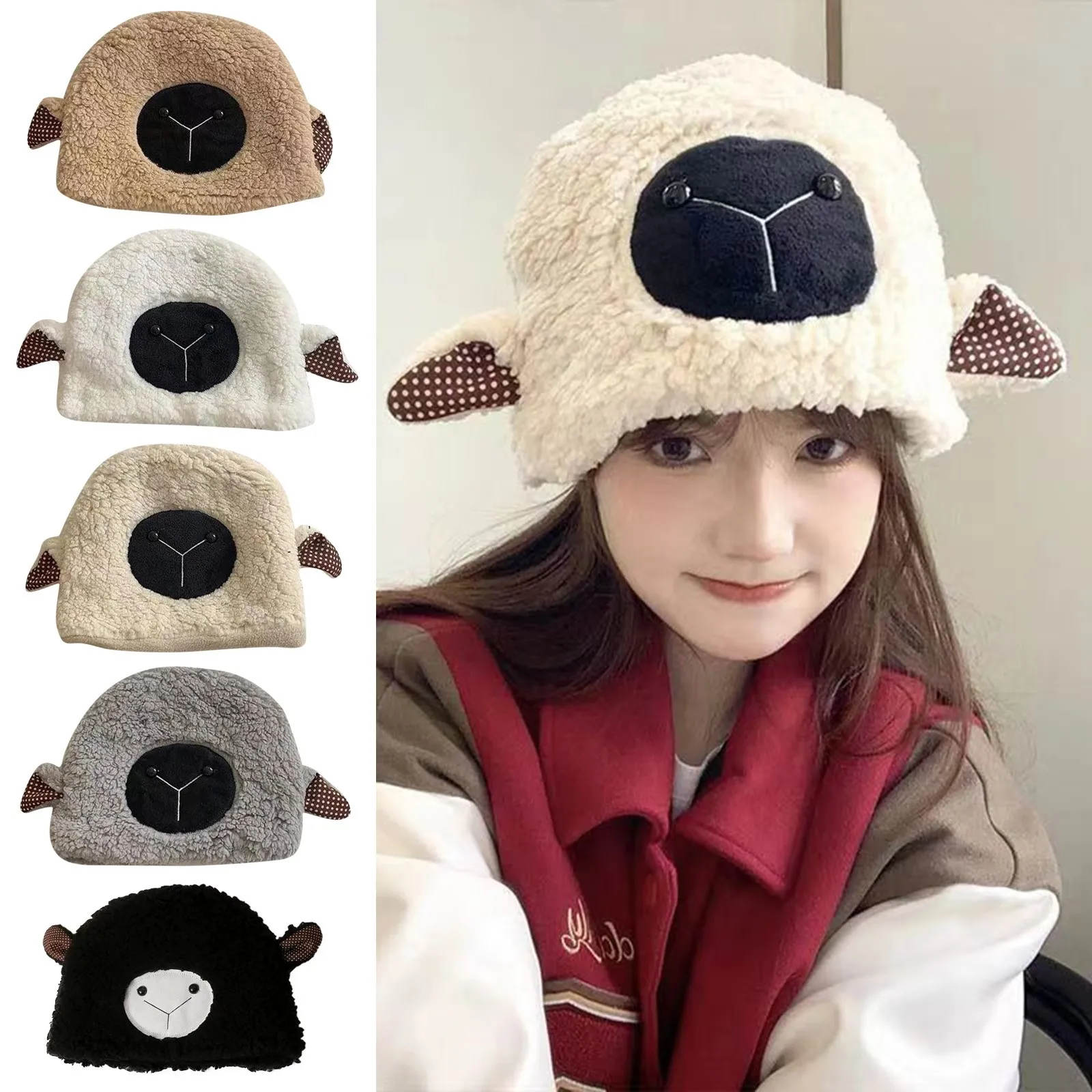 Y2K-Beanie-for-Women-Girls-Winter-Japanese-Sweet-Cute-Ears-Little-Sheep ...