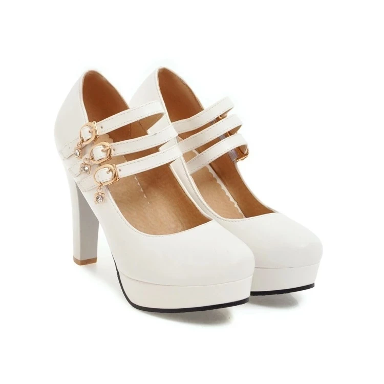 Oversize Large size Big size High-heeled shoes Pointed toe Thick Heel ...
